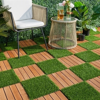 Yaheetech 27pcs 12"x 12" Artificial Grass Interlocking Tile Flooring ...