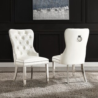 Modern Parson Chairs Set of 2 Leatherette Dining Chairs Tufted Accent ...