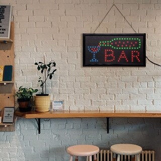 American Art Decor Martini Bottle Pour Framed Bar LED Hanging Wall Sign ...