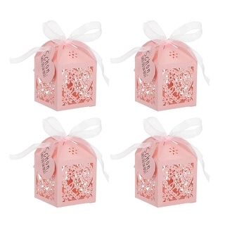 25Pcs Paper Hollow Wedding Favor Boxes Candy Boxes with Ribbon Tag ...