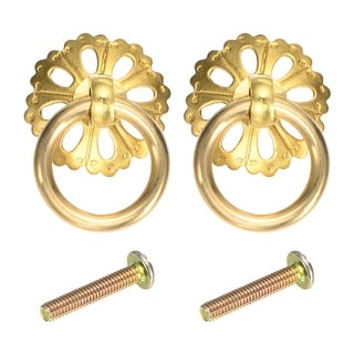 0.98" Brass Drawer Pulls and Knobs with Screws, Hollow Flower - Bed ...