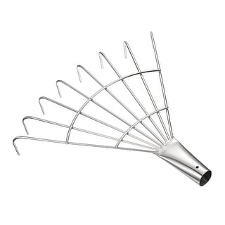 8 Round Tines Leaf Rake Replacement, Stainless Steel Folding Grass Tool ...