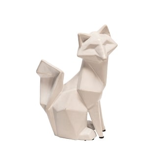 10" Ceramic Fox Figurine Abstract Modern White Ceramic Fox Sculpture ...