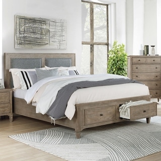 Furniture of America Banister Rustic Grey Nailhead 2-drawer Platform ...