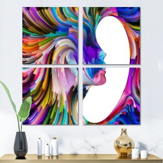 Designart "Colorful Faces" Abstract Canvas Wall Art Print - Bed Bath ...
