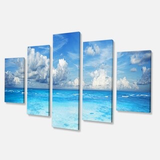 Bright Blue Waters and Sky Panorama - Modern Seascape Canvas Artwork ...