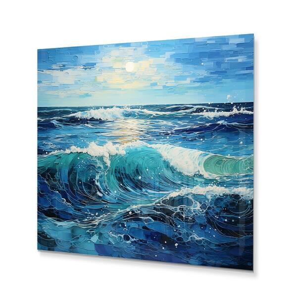 Designart "Teal Blue Ocean Coastal Serenade Pointillism" Nautical ...