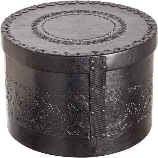 Creative Scents Cowboy Round Hat Box Storage With Gold Locking Lid - On ...
