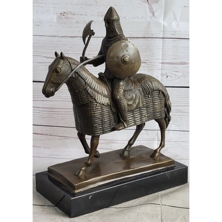 Medieval European Warrior Knight On Horseback Bronze Sculpture Statue ...