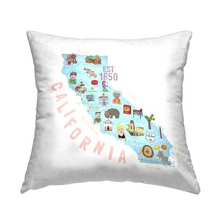 Stupell Pastel California Attractions Map Printed Throw Pillow Design ...