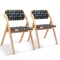 Wooden Folding Chairs Set of 2 With Woven Design - Bed Bath & Beyond ...