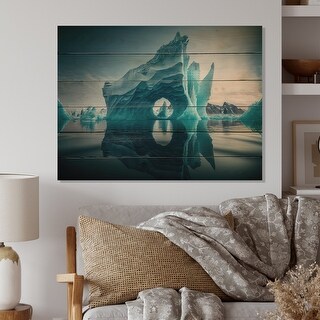 Designart 'North Atlantic Blue And White Iceberg II' Coastal Wood Wall ...