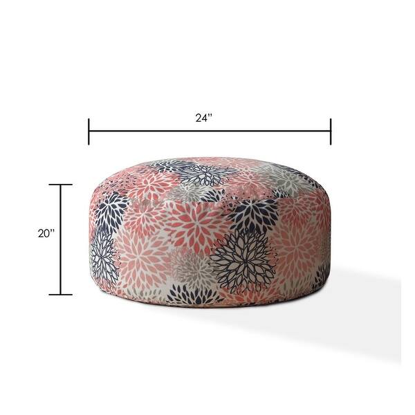 Floral Bean Bag Ottoman Cotton Fabric Pouf with Small Beads Window ...
