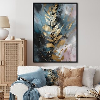 Designart "Blue Fern Reverie" Floral Ferns Framed Canvas Art Print ...