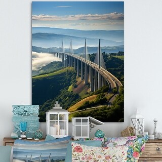 Designart "Blue Viaduct Bridge Sunrise In Italy II" Bridges Wall Art ...