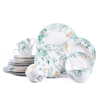 STP Goods Green Blossom Bone China Dinnerware Set of 20 for 4 - Bed ...