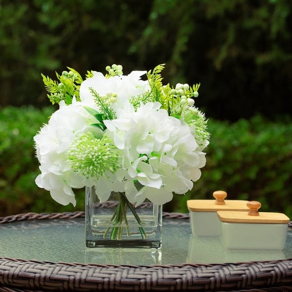 white hydrangea flowers