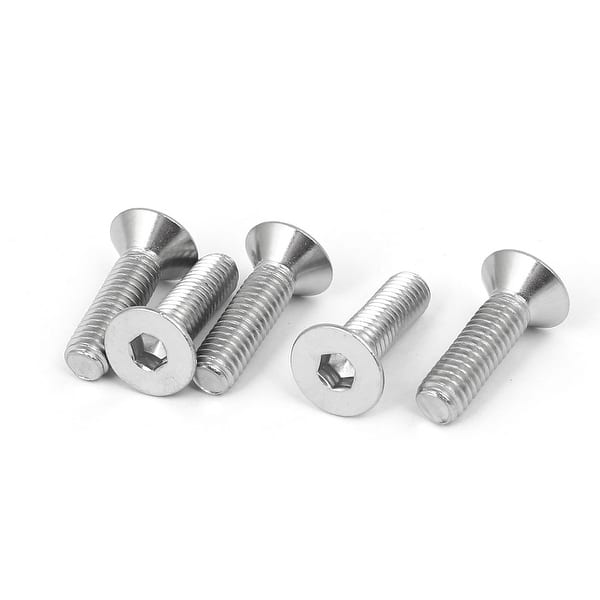 M6x22mm 316 Stainless Steel Countersunk Flat Head Hex Socket Cap Screw Bolt 5pcs - Silver Tone ...