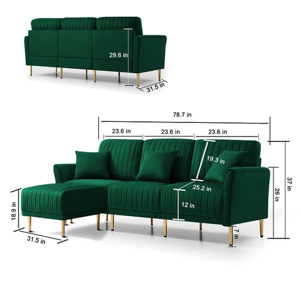 Reversible Back Sectional Sofa Couch for Small Apartment L Shape Sofa ...