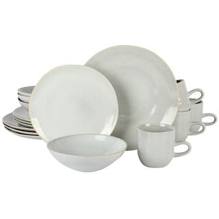 Laurie Gates Ravenna 16 Piece Round Stoneware Dinnerware Set in Grey ...