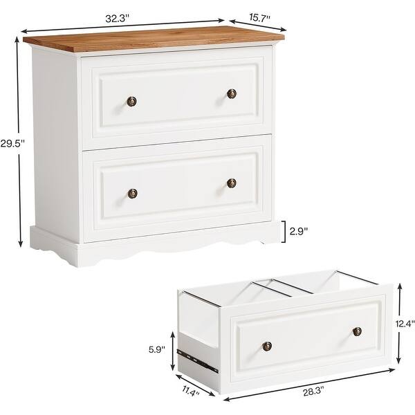 2 Drawer Farmhouse File Cabinet, Lateral Filing Cabinet for Home Office ...