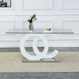 Large modern minimalist rectangular glass dining table - Bed Bath & Beyond - 40744853