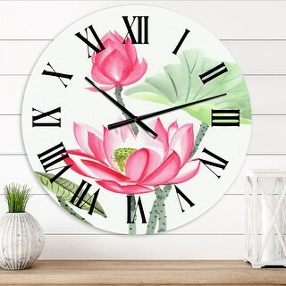 Designart 'Vintage Pink Lotus Flower' Traditional wall clock - Bed Bath ...