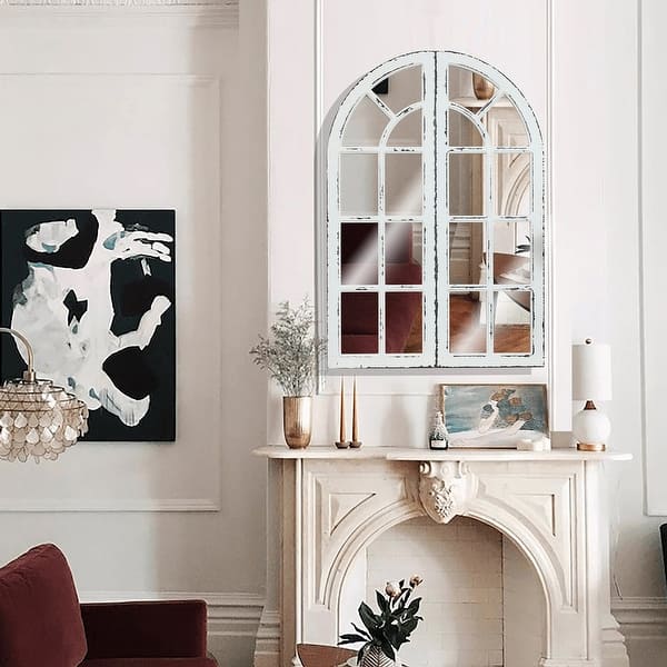 white frame window mirror