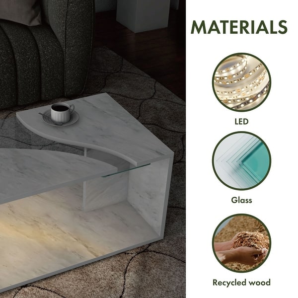 Kobe Modern Faux Marble Veneer Coffee Table with Shelf by Furniture of ...
