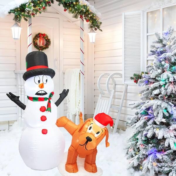 Christmas Decorations 4 FT Inflatable Snowman Peeing Dog Holiday ...