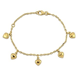 Miadora Five Heart Charm Station Bracelet 14K Yellow Gold - Bed Bath ...