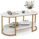 Costway White Marble Coffee Table Modern 2-Tier Center Table with - See Details - Bed Bath ...