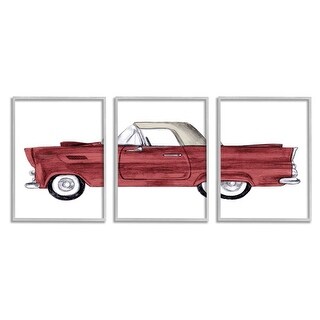 Stupell Vintage Red Convertible Drawing Classic Automobile Car, 3pc ...