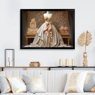 Designart "Lv Classic Couture I" Fashion Framed Canvas Wall Art - Bed ...