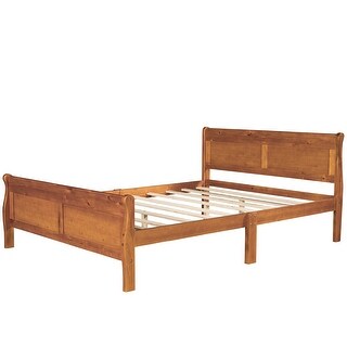 Easy Assemble Queen Wood Platform Sleigh Bed Frame with Headboard for ...