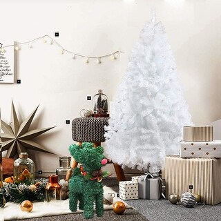 6 FT Premium Spruce Artificial Christmas Tree w/Metal Stand, White - 6 ...