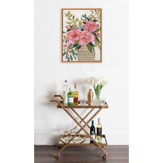 Kate and Laurel Sylvie Three Pink Peonies Framed Canvas by Mackenzie ...