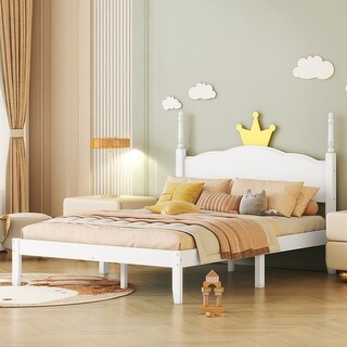 Full Size Crown Shaped Platform Bed Frame, White - Bed Bath & Beyond ...
