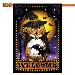 Halloween Owl "Welcome" Outdoor House Flag 40" x 28" - Bed Bath ...