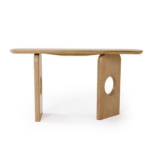 Noe Ohan 55 Inch Console Table, Rectangular, Light Brown Solid ...