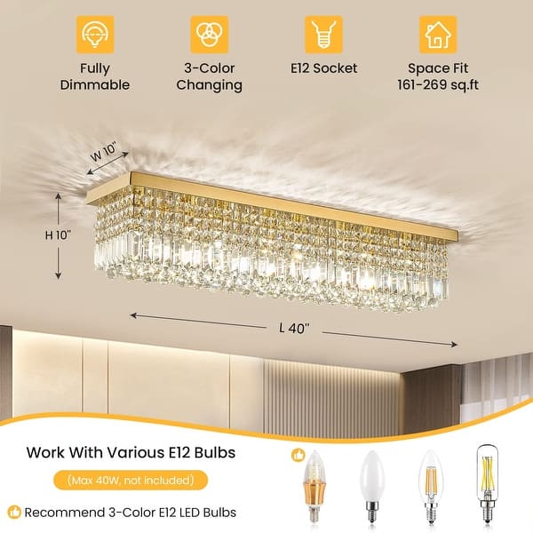 Modern Gold Rectangle Flush Mount Ceiling Light Fixture for Dining Room - Bed Bath & Beyond ...