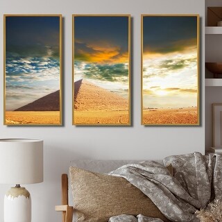 Designart "Egyptian Pyramid under Cloudy Skies" Landscape Framed Art ...