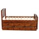 Walnut 78.97" Twin Size Platform Storage Bed Solid Wood Bed with 6 ...