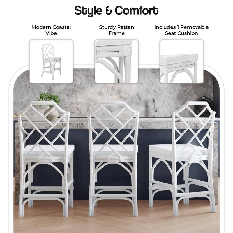 NPD Furniture Kara Rattan Counter Stool (Set of 2) - Overstock - 32171873