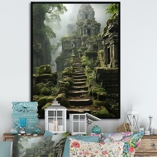 Designart "Asian Art Journey To Angkor V" Asian Art Framed Wall Decor ...