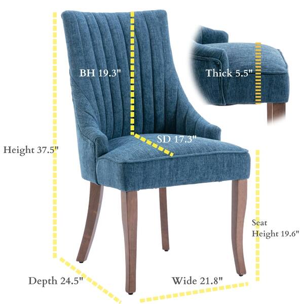 Exquisite Blue Linen Fabric Upholstered Strip Back Dining Chair with ...