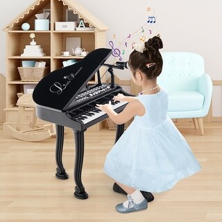 37 Keys Kids Piano Keyboard with Stool and Piano Lid - 18.5" x 14.5" x ...