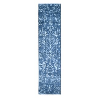 Hand Knotted Blue Modern and Contemporary with Wool & Silk Oriental Rug ...