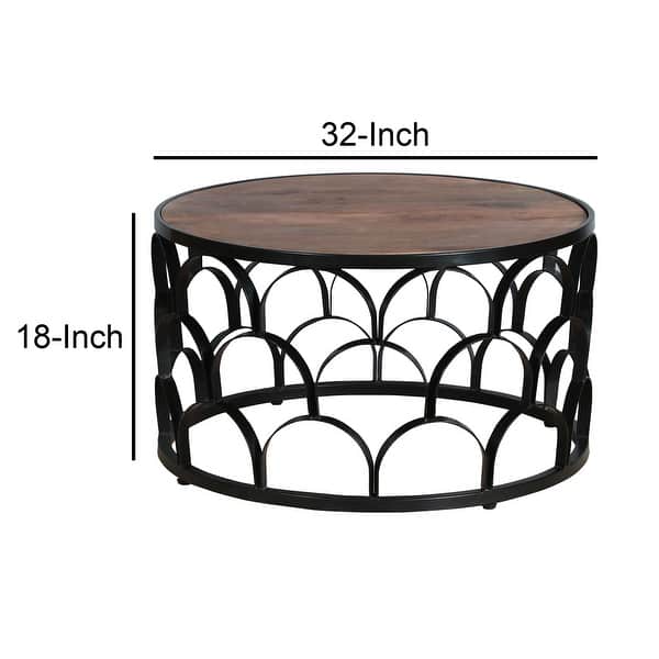 Round Coffee Table with Lattice Cut Out Metal Frame - Bed Bath & Beyond ...