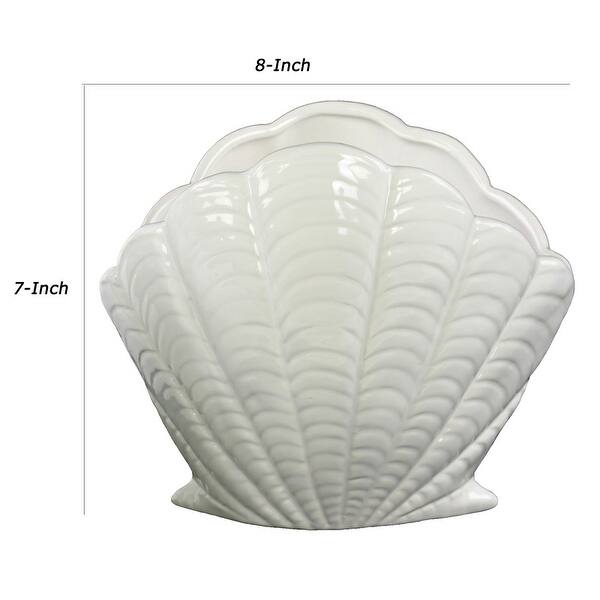 Standing Ceramic Frame Open Clam Seashell Figurine, Set of 2, White ...